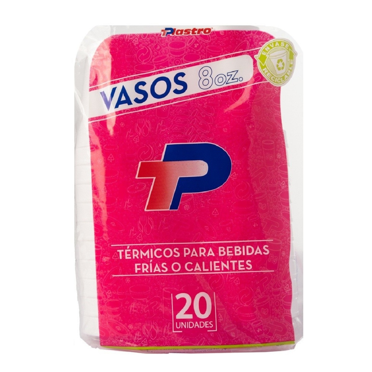 Pack 20 Uds Vasos Desechables Plastro Térmicos 8 oz - 909664