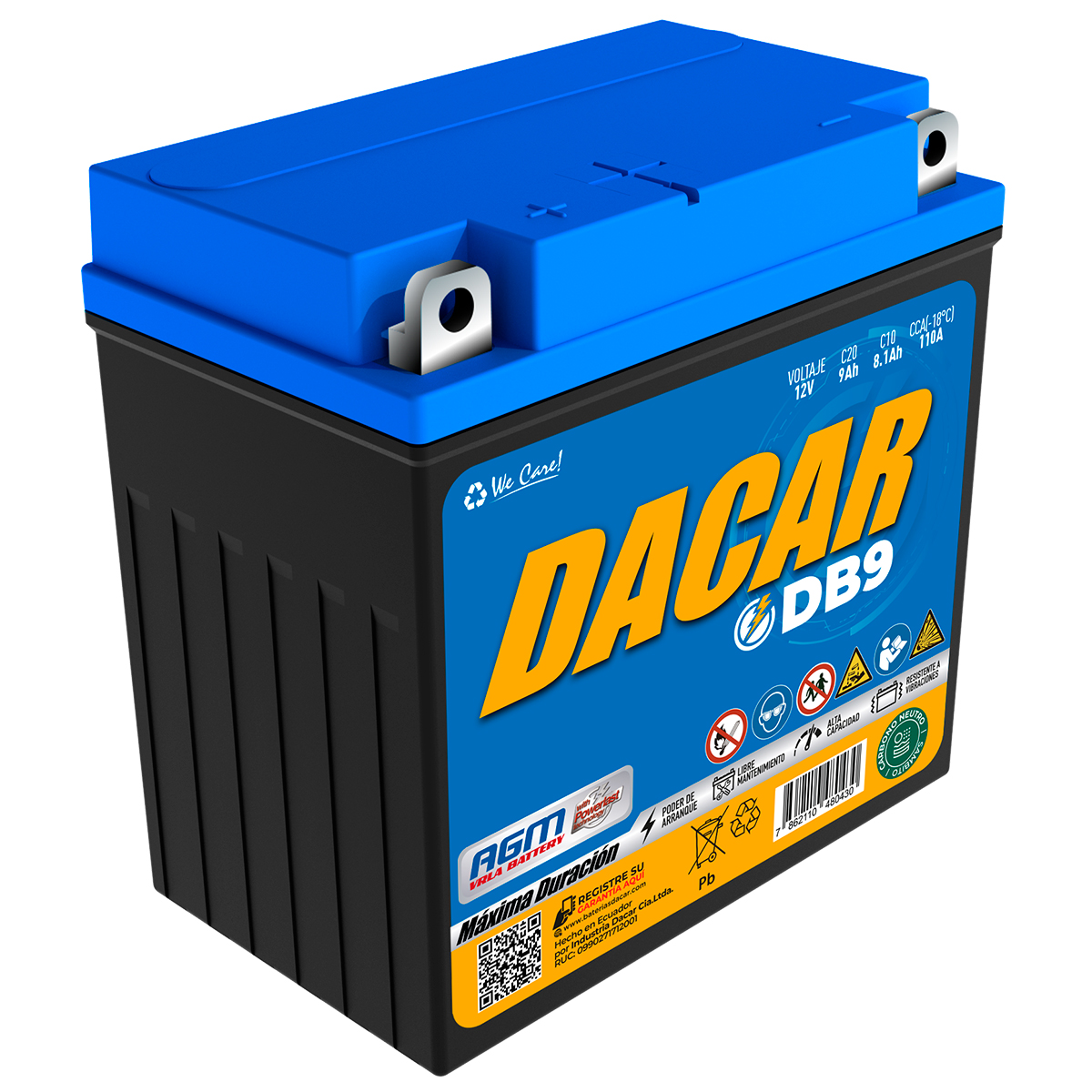 Batería Dacar para Moto DB9 12V-9A - 904520