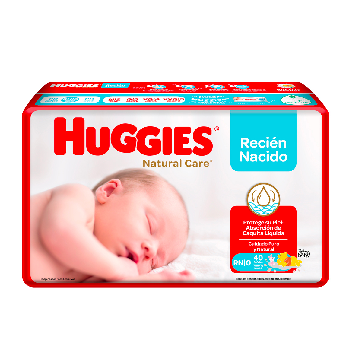 Pañales Huggies Natural Care Talla RN - 40 Unidades - 907743
