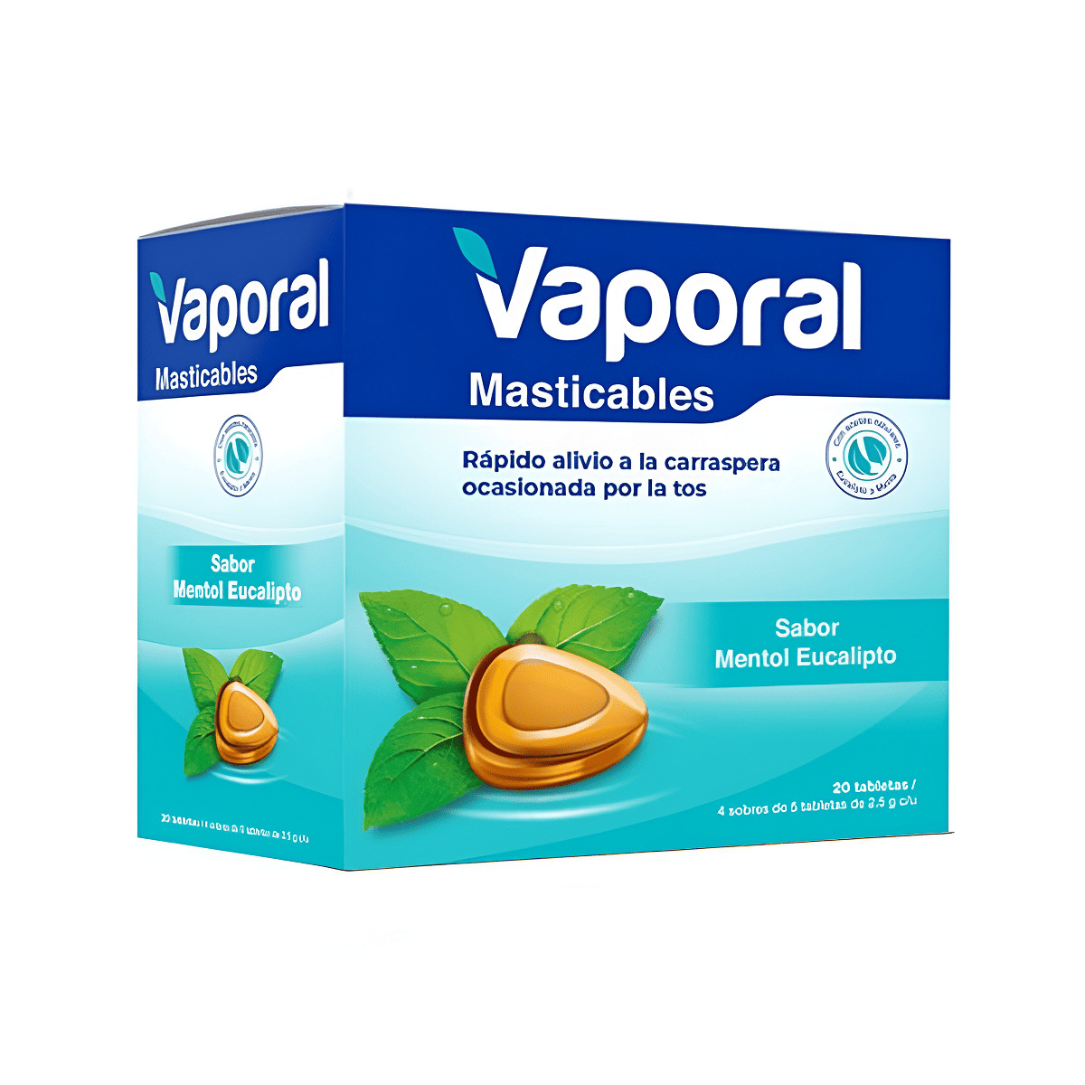 Tabletas Masticables Vaporal Mentol y Eucalipto - 20 Unidades - 909152