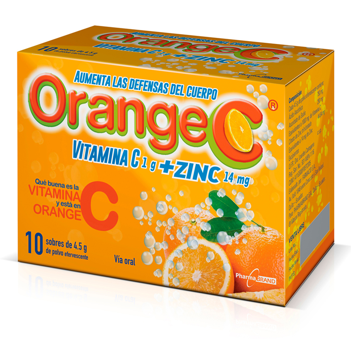 Orange C Polvo Efervescente 1g más Zinc - 10 Unidades - 909250