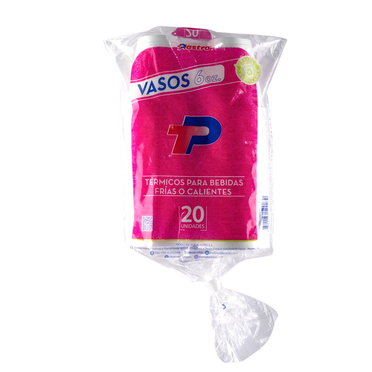 Pack 20 Uds Vasos Desechables Plastro Térmicos 6 oz - 909296