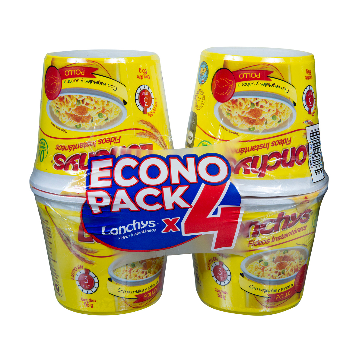 Pack 4 Uds Fideo Instantáneo Lonchys con Vegetales y Sabor a Pollo 65g ...
