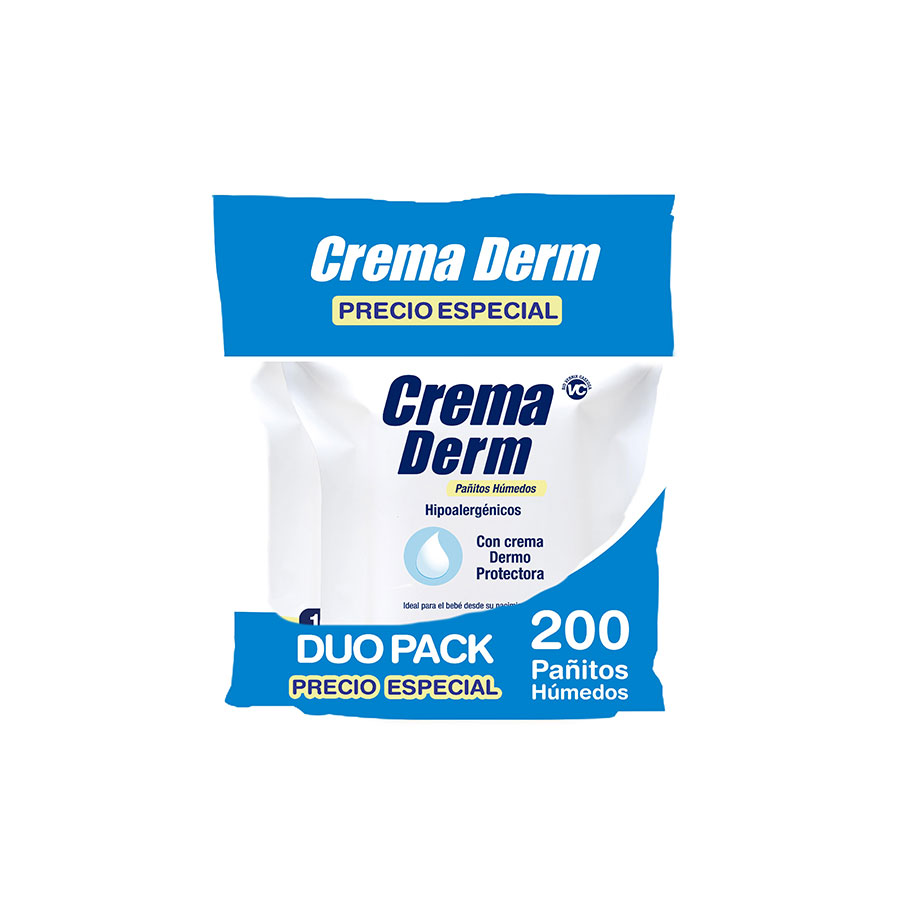 Duo Pack Pañitos Húmedos Crema Derm - 100 Unidades - 913920