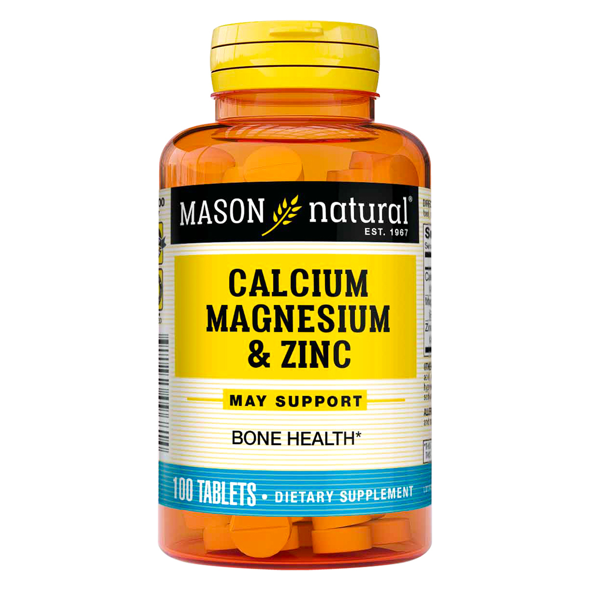 Calcium Magnesium & Zinc Mason Natural - 100 Tabletas - 914130