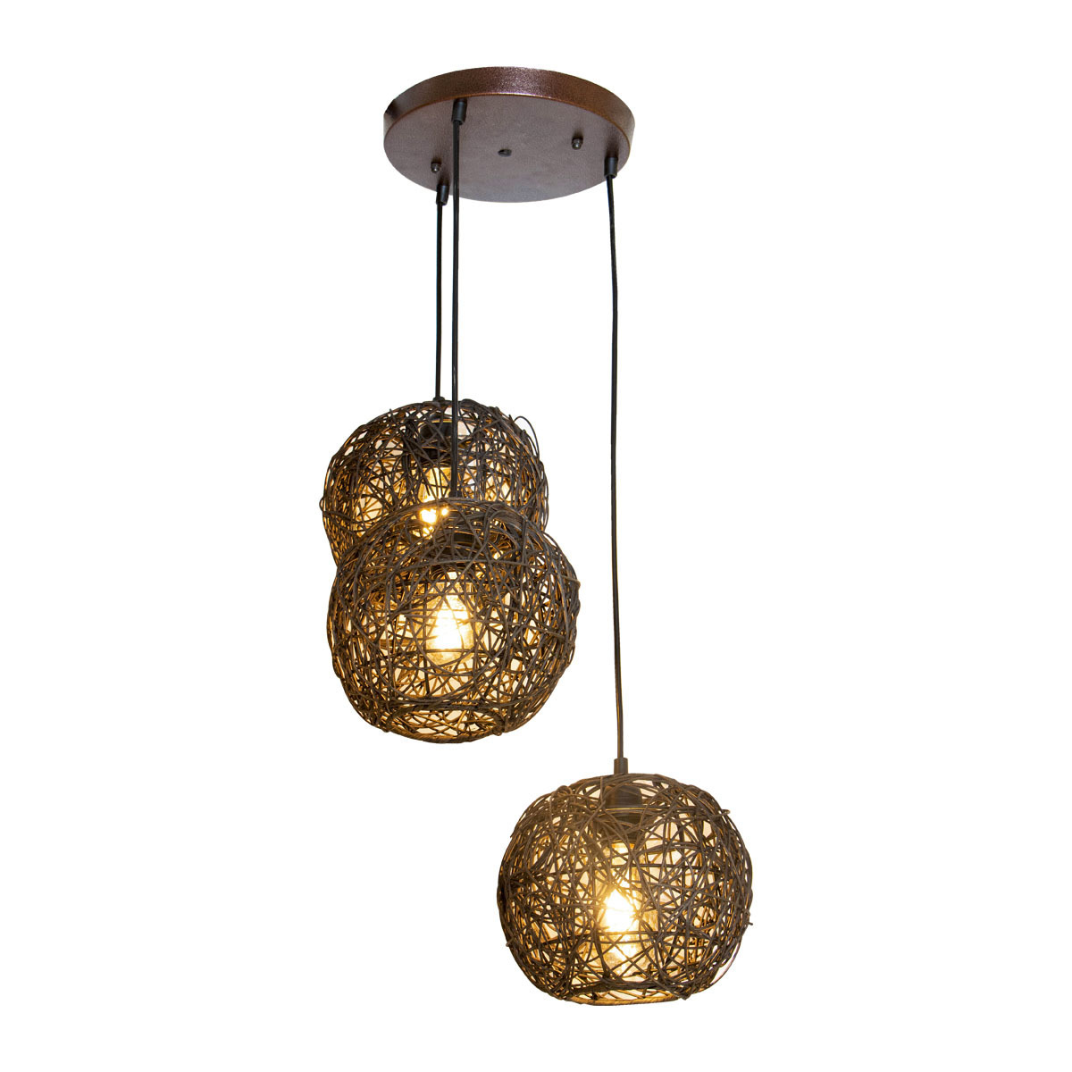 Lámpara Colgante Ikelite Moderna Esferas Ratán 40W 3 Luces - 914528