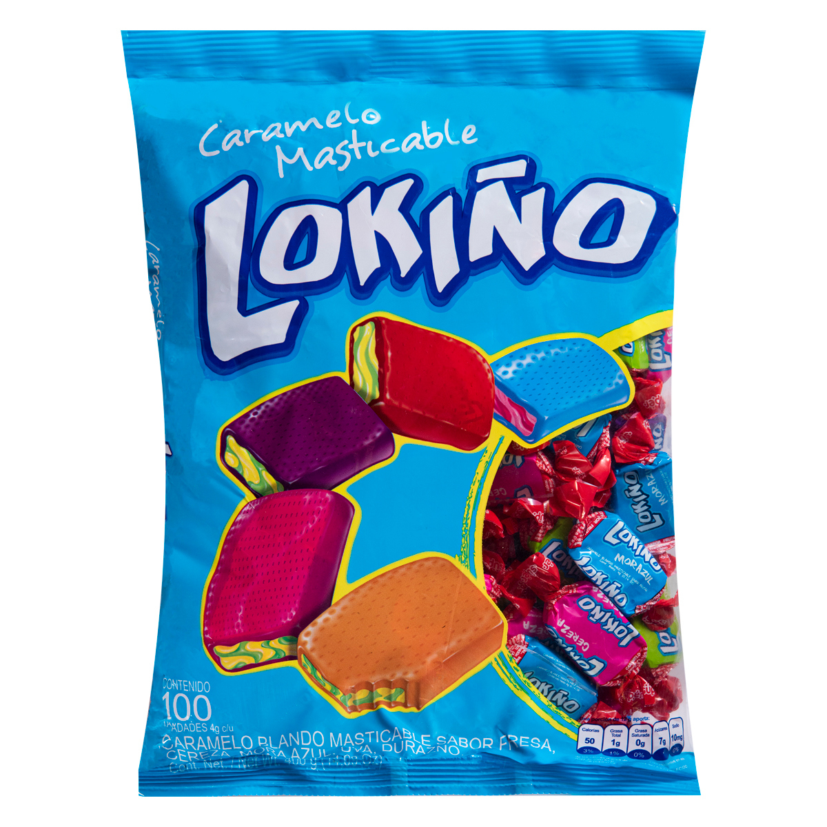 Caramelos Masticables Lokiño Frutas 400 g - 100 Unidades - 914941