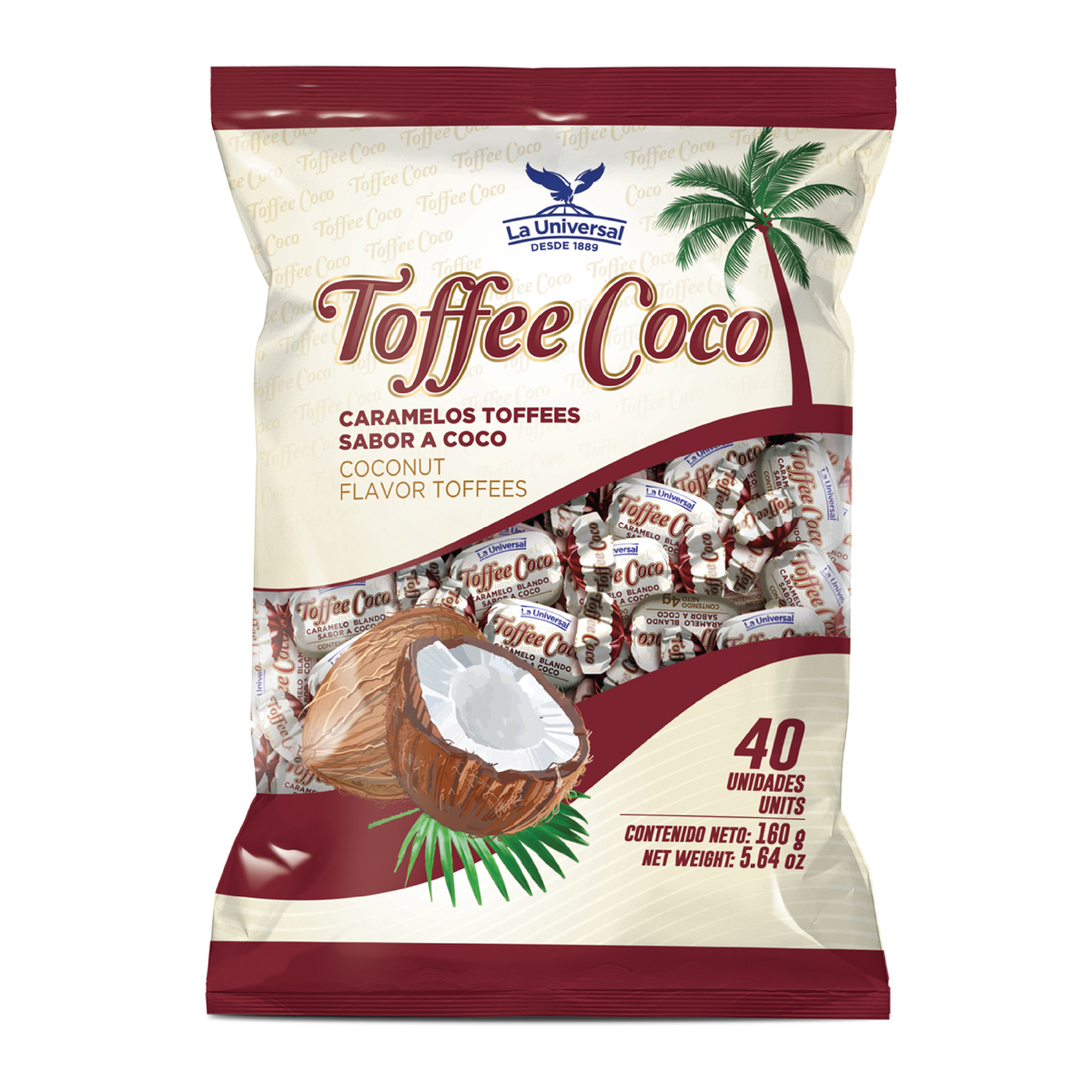 Funda 40 Uds Caramelos La Universal Toffee Coco 160g - 916580