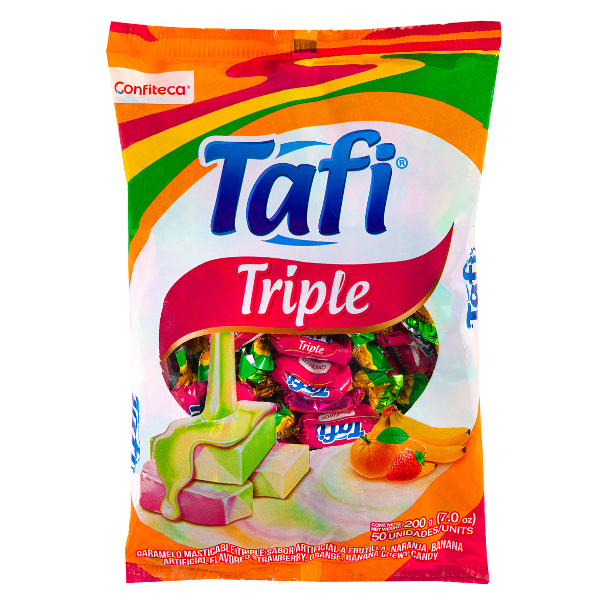 Funda 50 Uds Caramelos Tafi Triple Sabor 200g - 917737
