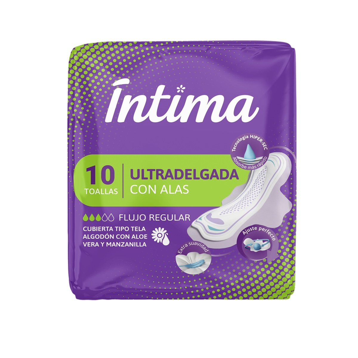 Toallas Sanitarias Intima Ultradelgada con Alas - 10 Unidades - 920879
