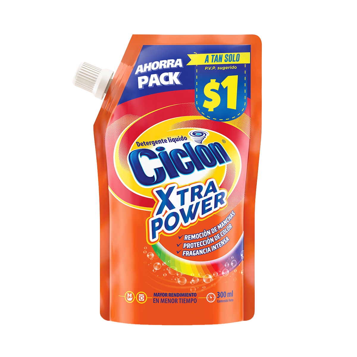 Detergente Líquido Ciclón Xtra Power Doypack 300 ml - 921581