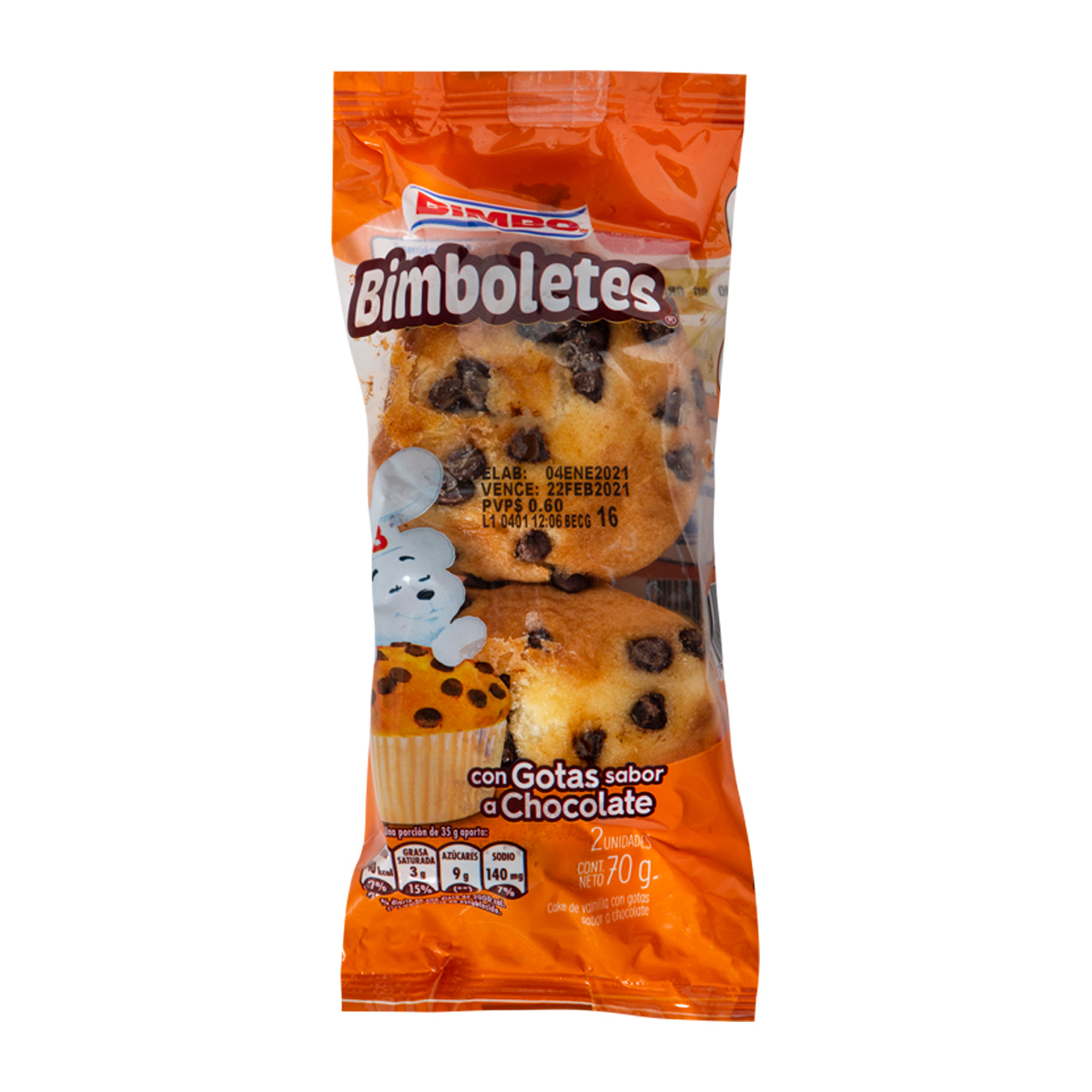 Cake Bimboletes Chispas Chocolate 70g - 921608