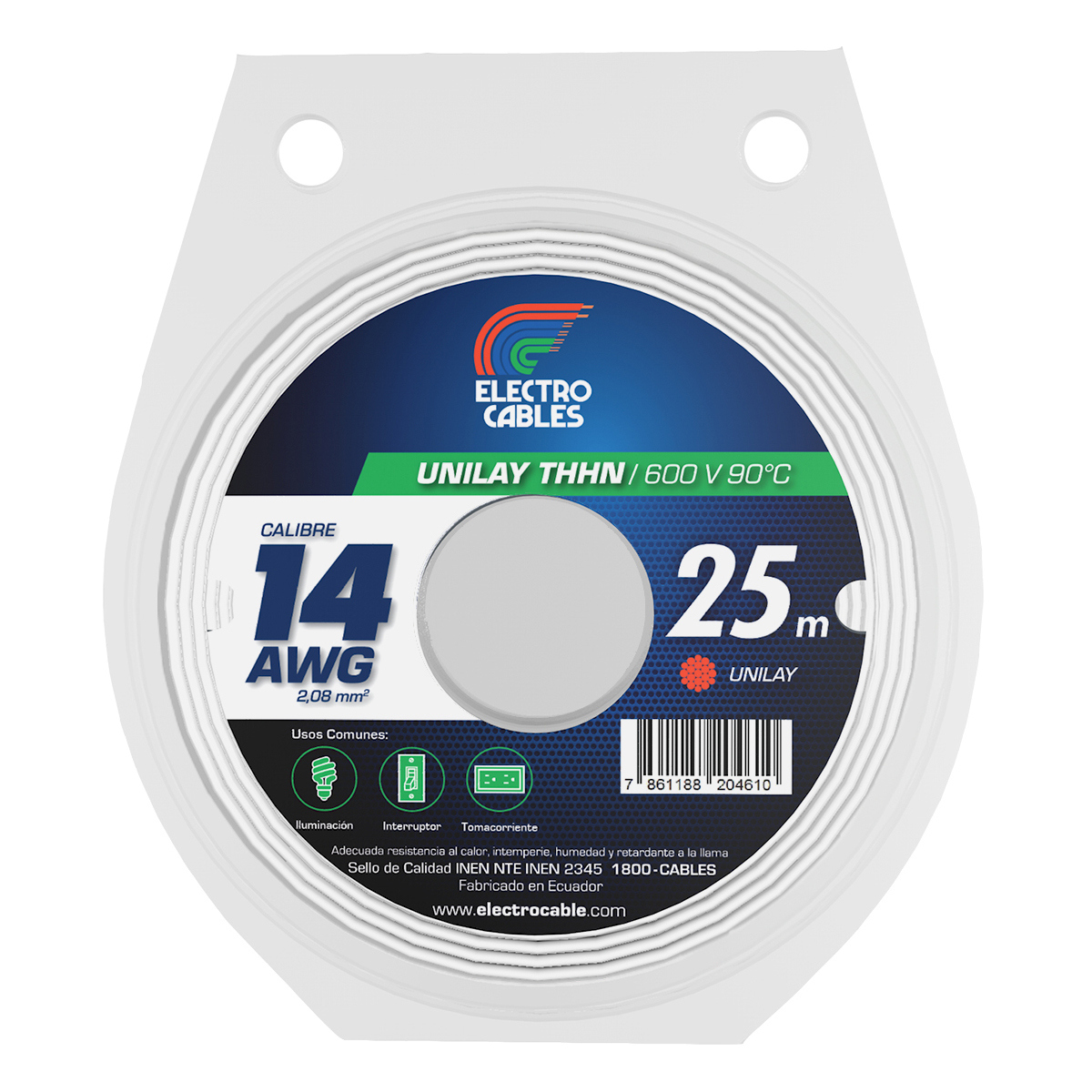 Cable THHN AWG #14 Electrocables Unilay Blanco 25M - 927023
