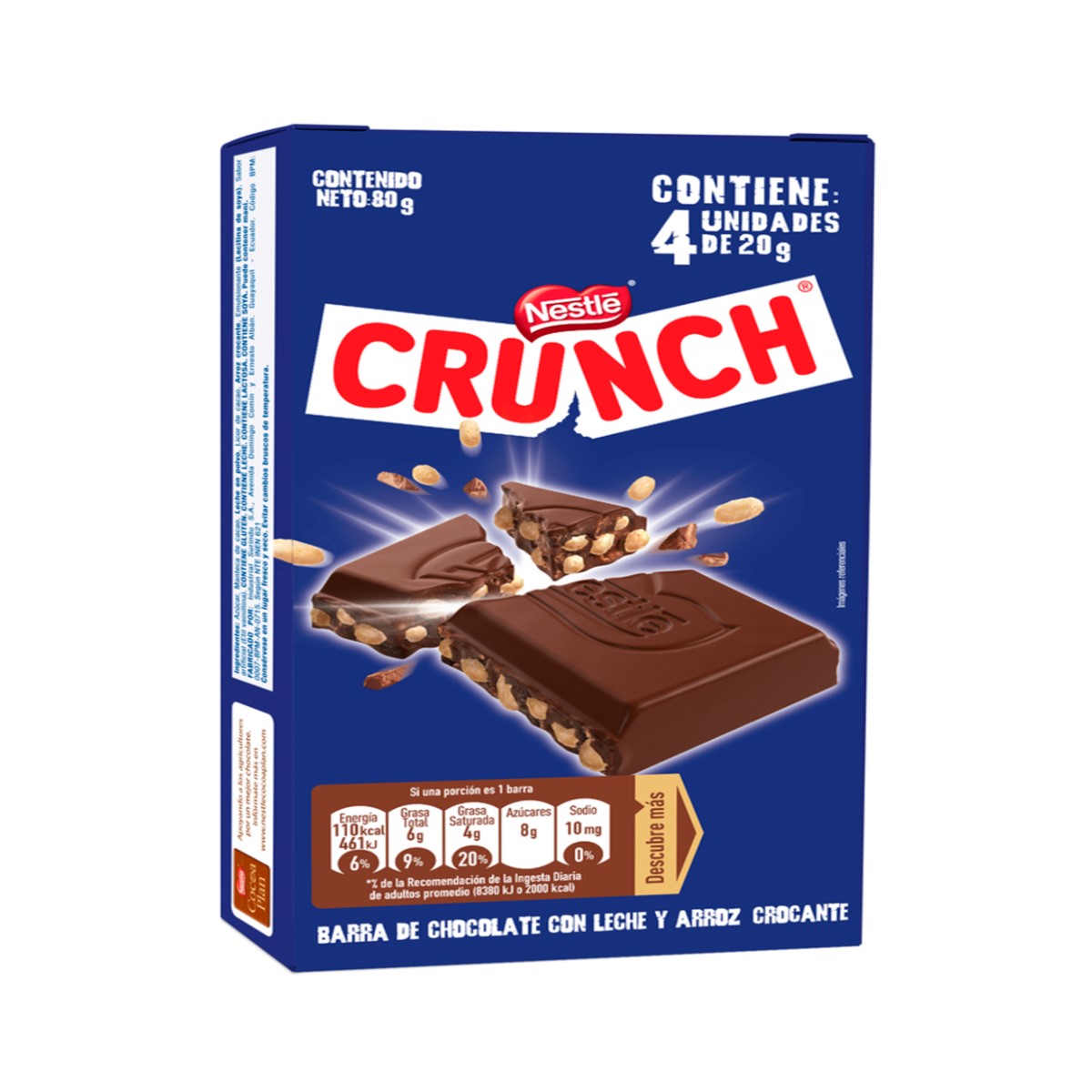 Pack 4 Uds Barra de Chocolate Crunch 80g - 942684