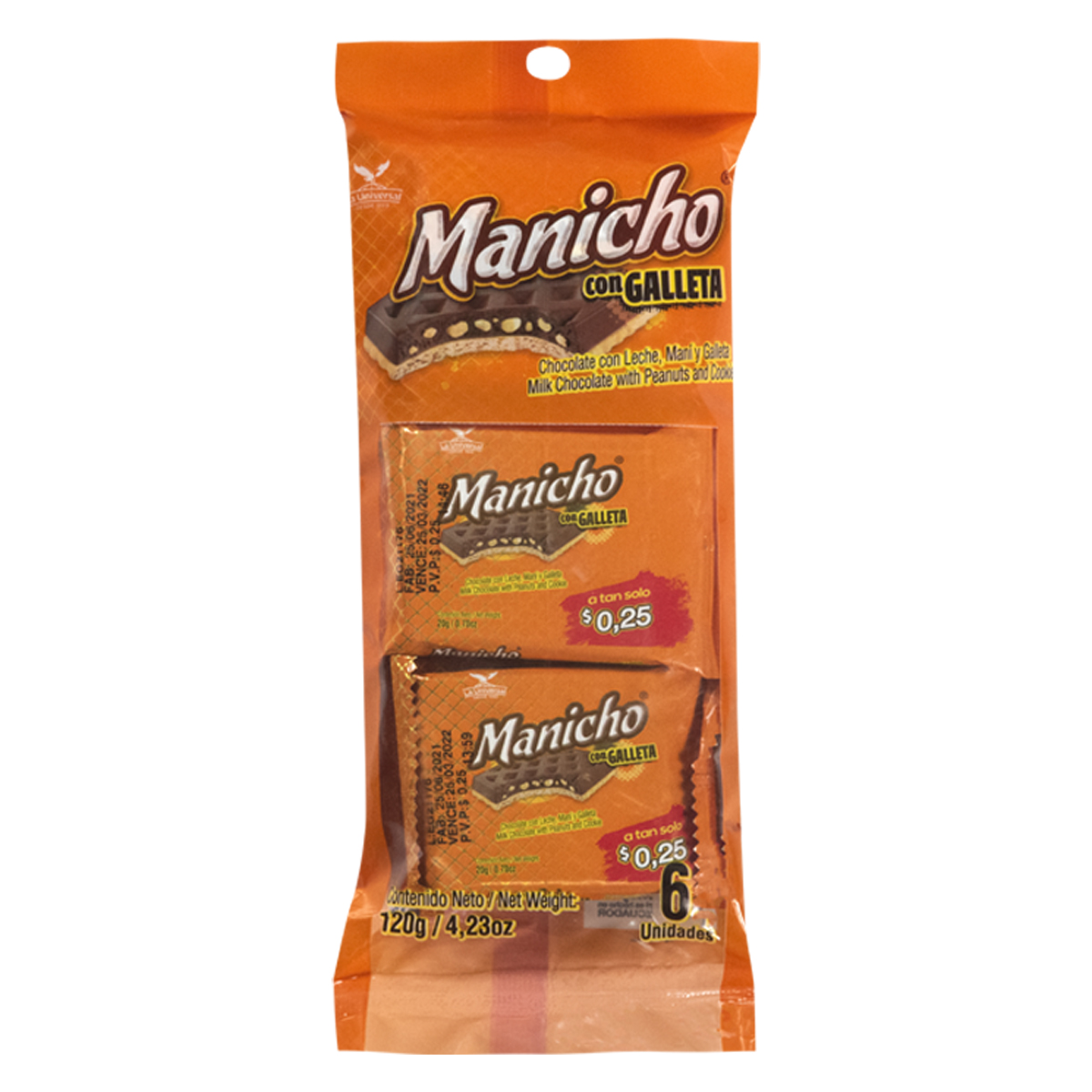 Pack 6 und Chocolate Universal Manicho con Galleta 120g - 942694