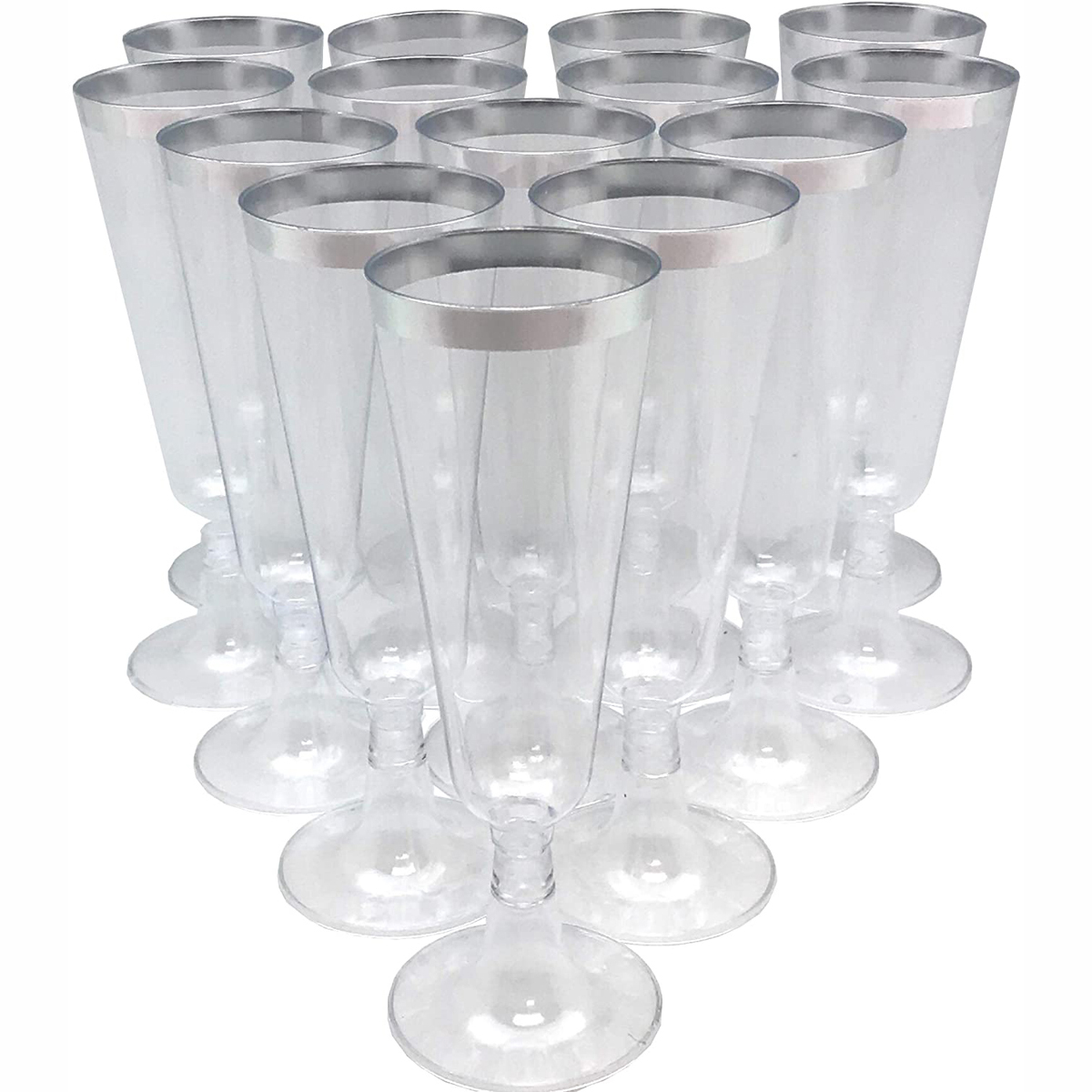 Copas Desechables Casaviva para Champaña Borde Plateado 5.5 Oz - 12 ...