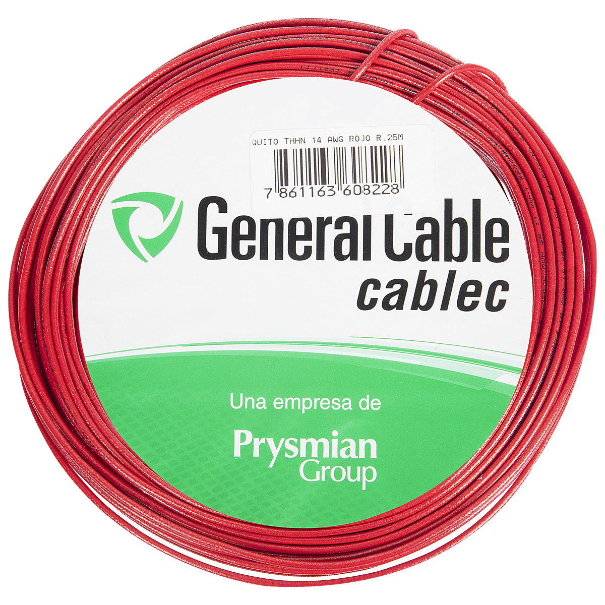 Cable Solido THHN/THWN Cablec Calibre 14AWG 25m Rojo - 946041