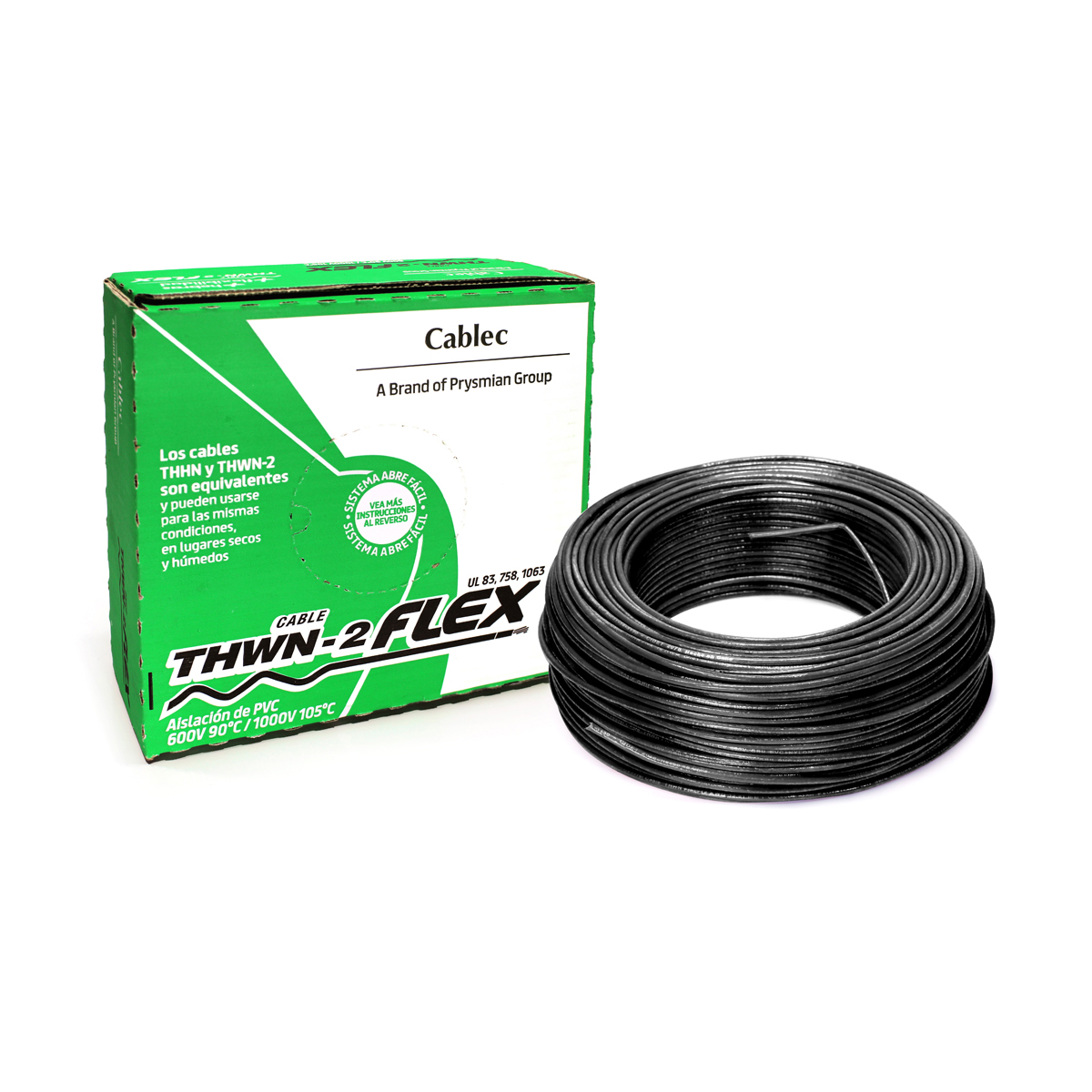 Cable Flexible THHN Cablec Calibre 12AWG 100m Negro - 946047