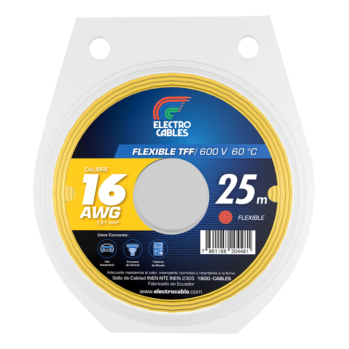 Cable Flexible TFF Electrocables 16 AWG Amarillo - 25m - 946153