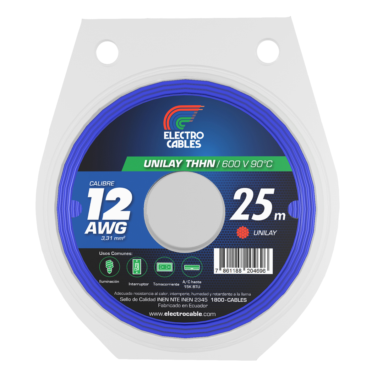Cable Flexible THHN Electrocables Unilay Azul 12 AWG - 25m - 946162