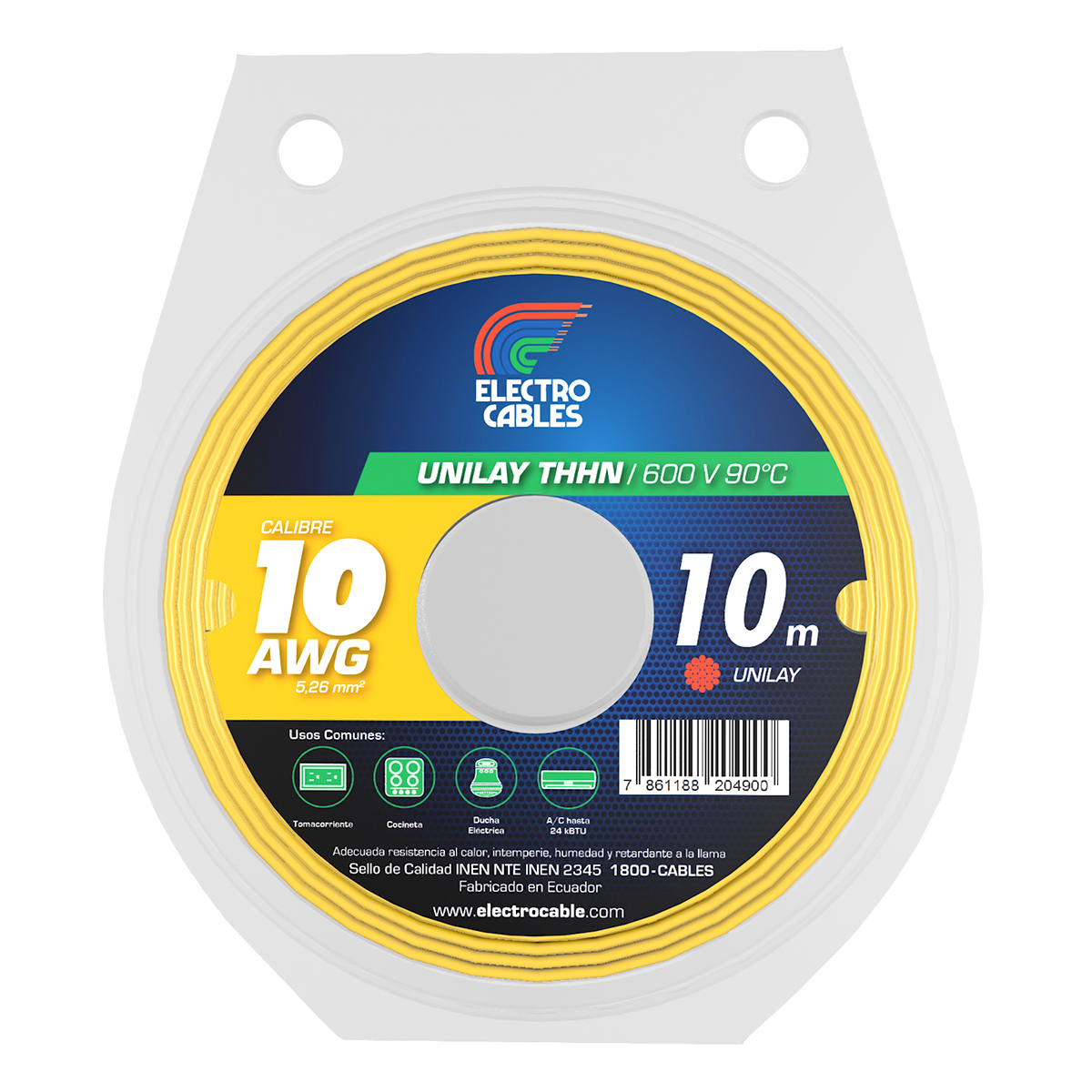 Cable Flexible THHN Electrocables Unilay Amarillo 10 AWG - 10m - 946163