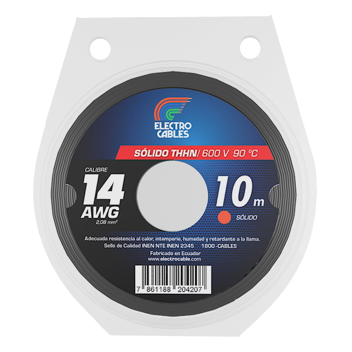 Cable Sólido THHN Electrocables Negro 14 AWG - 10m - 946166