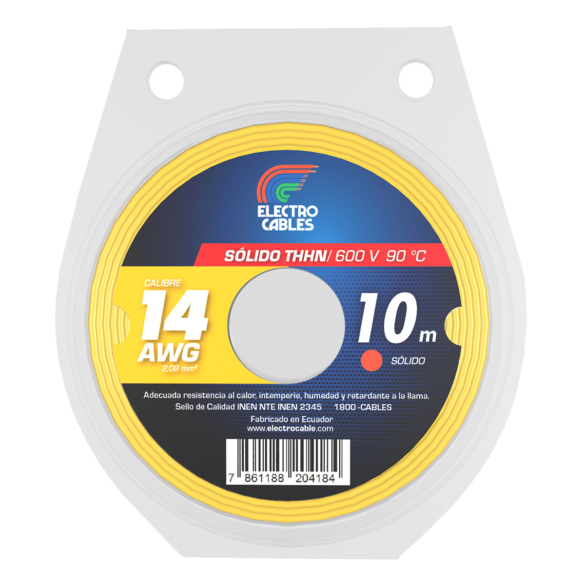 Cable Sólido THHN Electrocables Amarillo 14 AWG - 10m - 946169