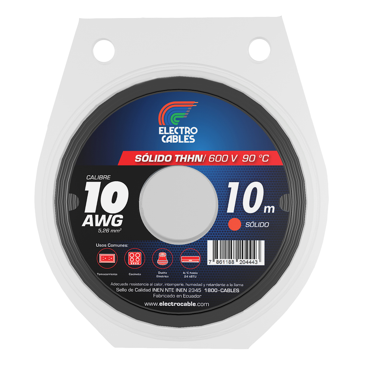 Cable Sólido THHN Electrocables Negro 10 AWG - 10m - 946189