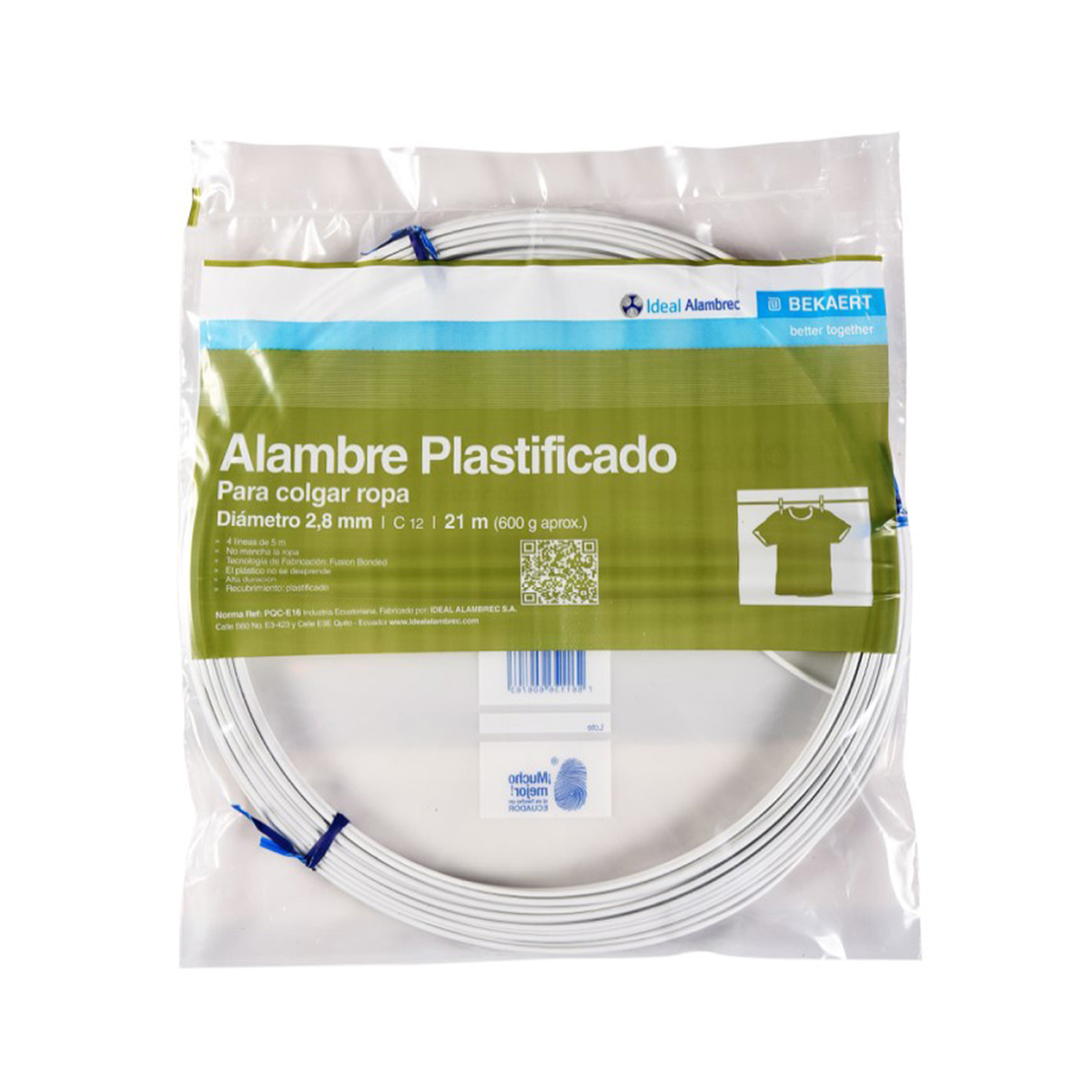 Alambre Recubierto para Ropa Ideal Alambrec 21m - 947303