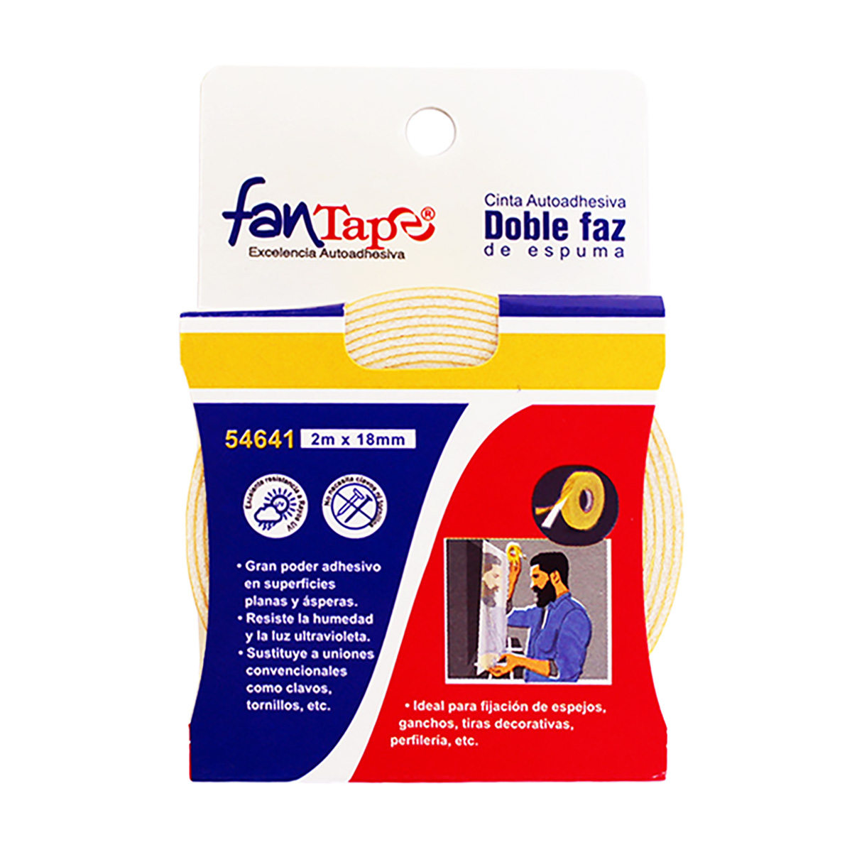 Cinta Doble Faz Espuma Blanca Fantape 2m x 18mm para Interiores y ... Cinta Doble Faz Espuma Blanca Fantape 2m x 18mm para Interiores y ...