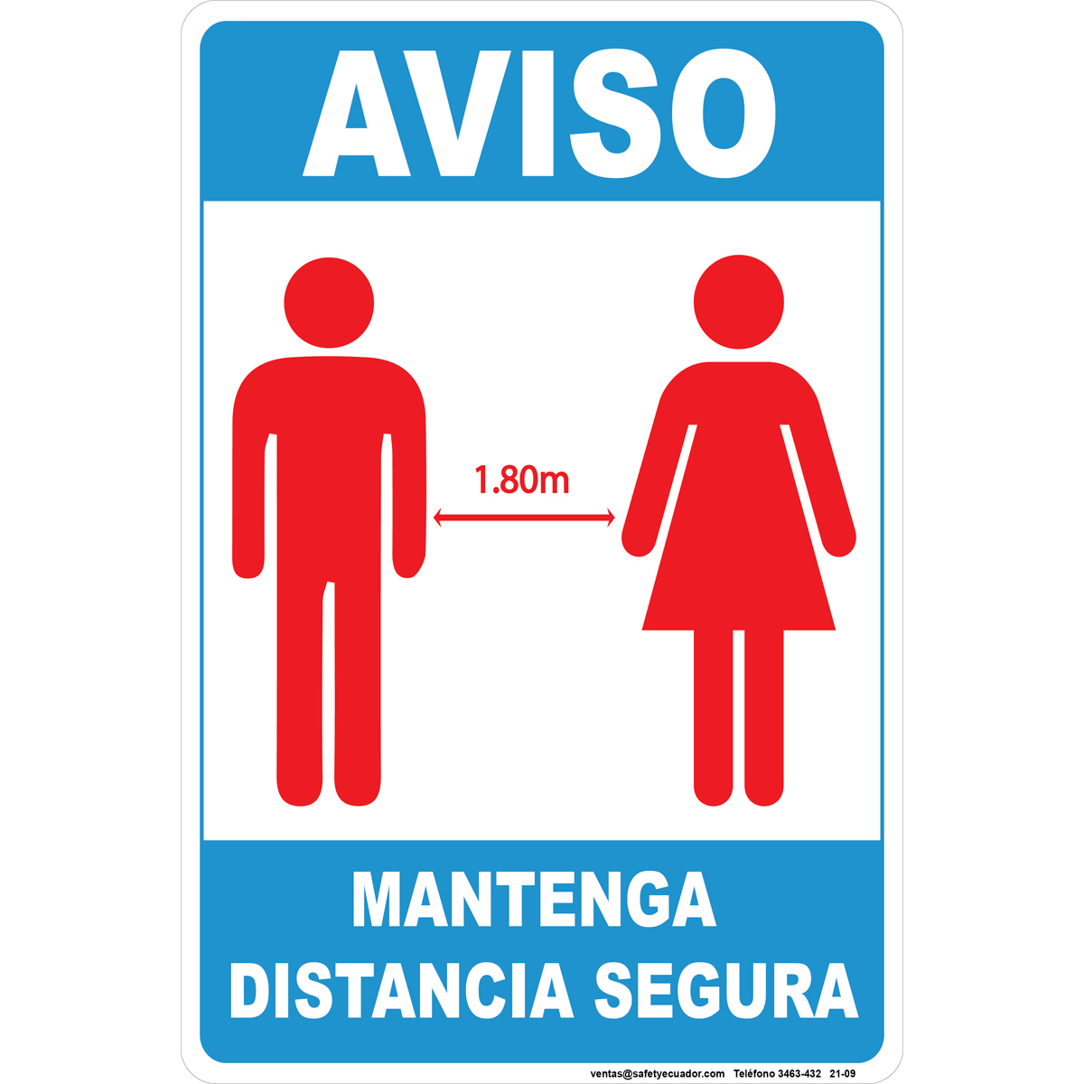 Señalética Safety Mantenga la Distancia PVC 12x8 Señalética Safety Mantenga la Distancia PVC 12x8