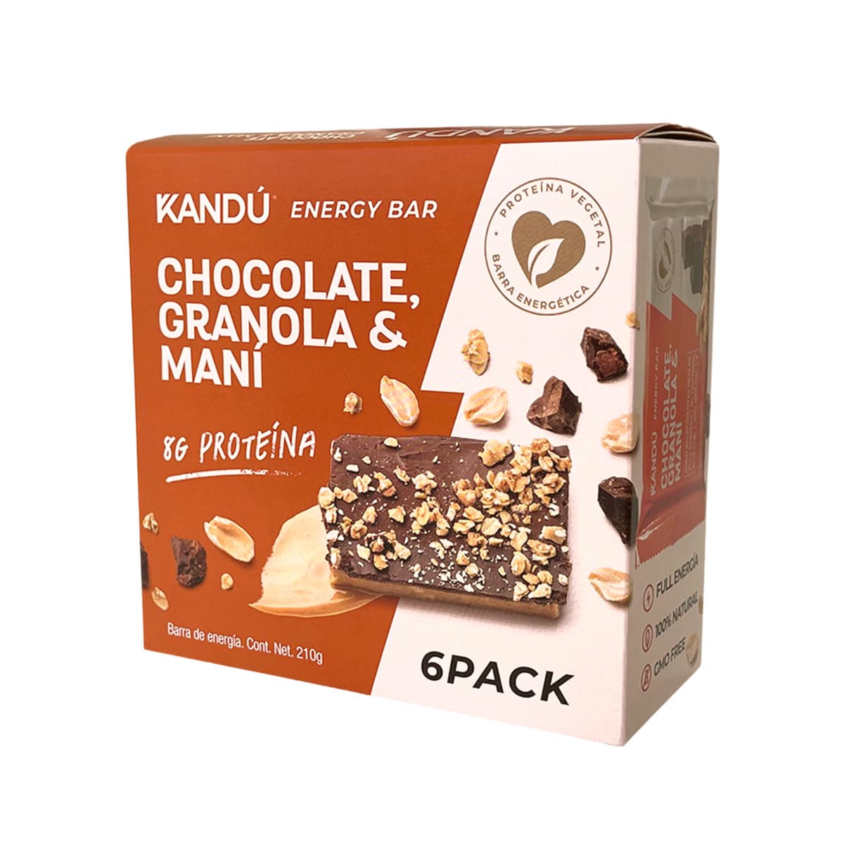 Pack 6 Uds Barras Energéticas Kandú Maní Chocolate y Granola 35g - 962105