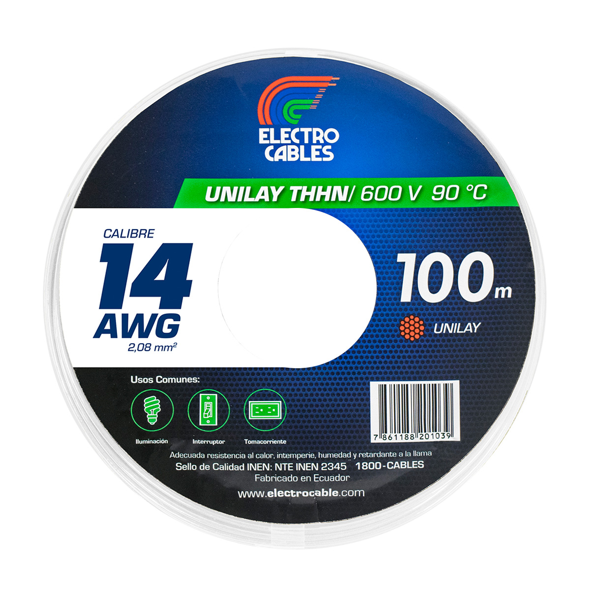 Cable Flexible Electrocables UNILAY/THHN 14AWG Blanco 100M - 966245
