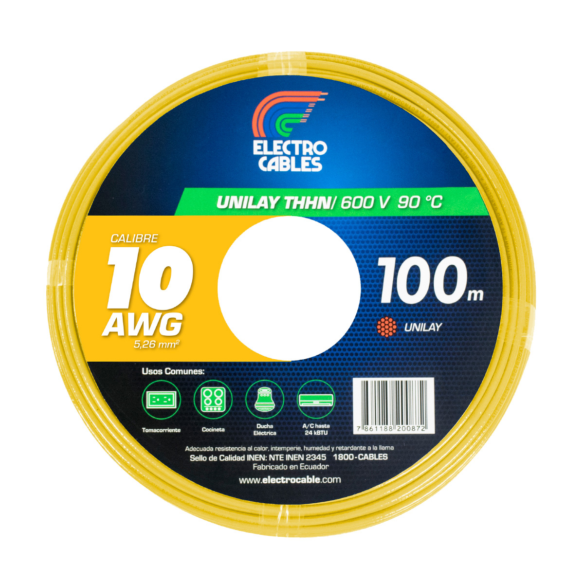 Cable Flexible Electrocables UNILAY/ THHN 10 AWG Amarillo 100M - 966250