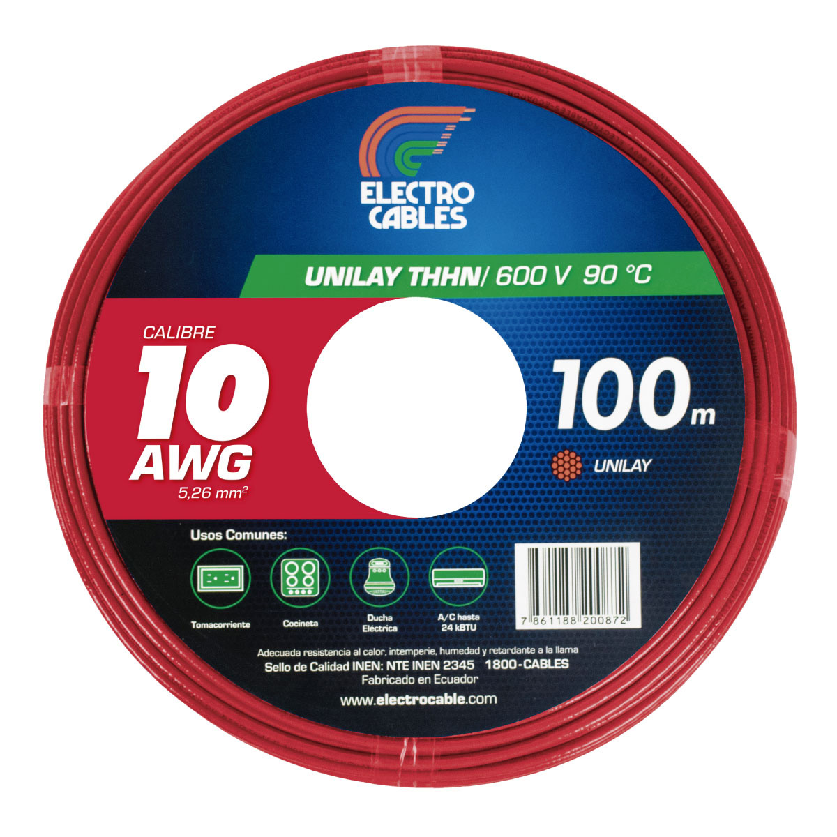Cable Flexible Electrocables UNILAY/ THHN 10AWG Rojo 100M - 967497