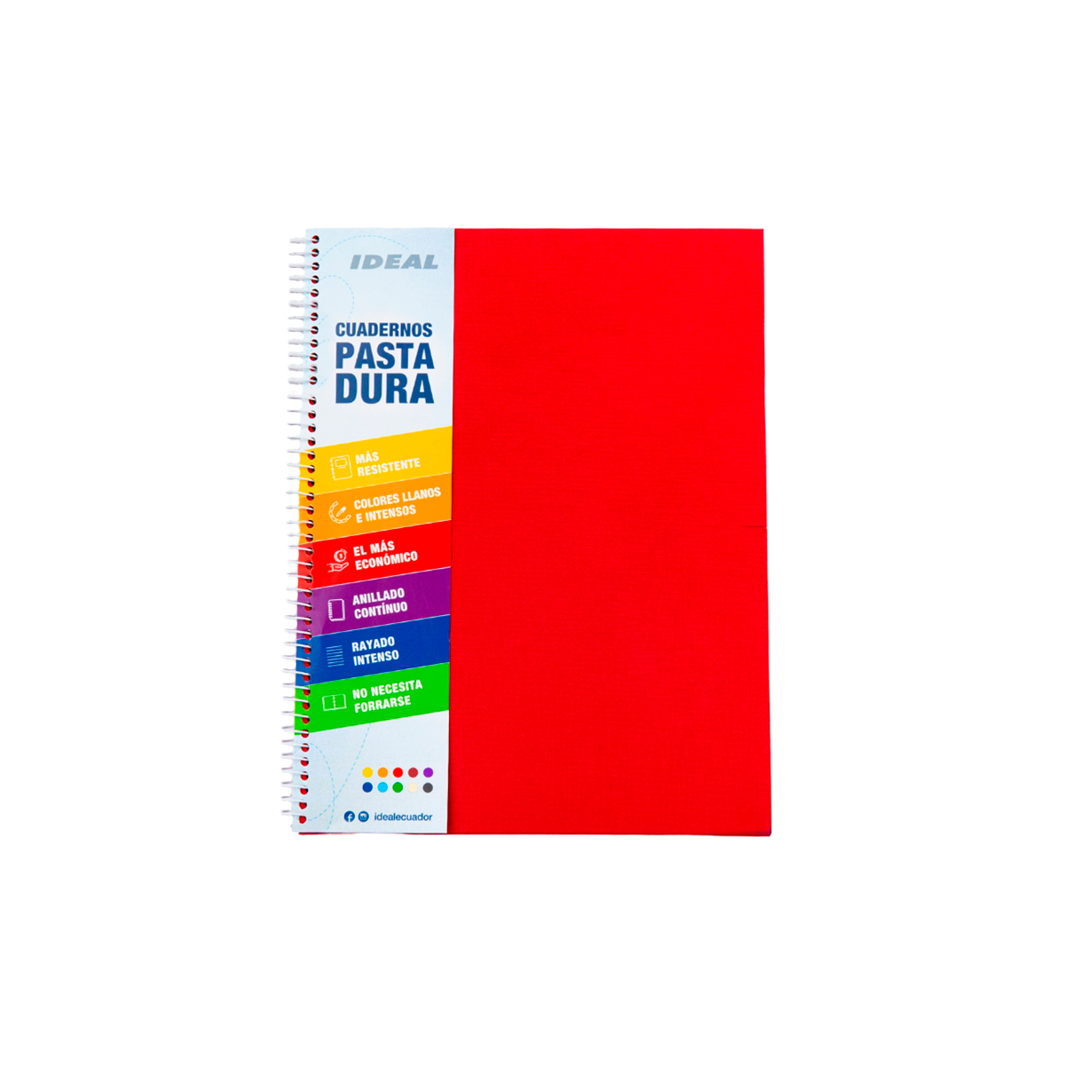 Cuaderno Espiral Carta Pasta Dura 100 Hojas Rojo - 970771