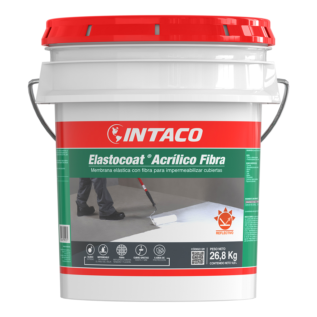 Impermeabilizante Intaco Elastocoat Acrílico Fibra Caneca Gris - 971908