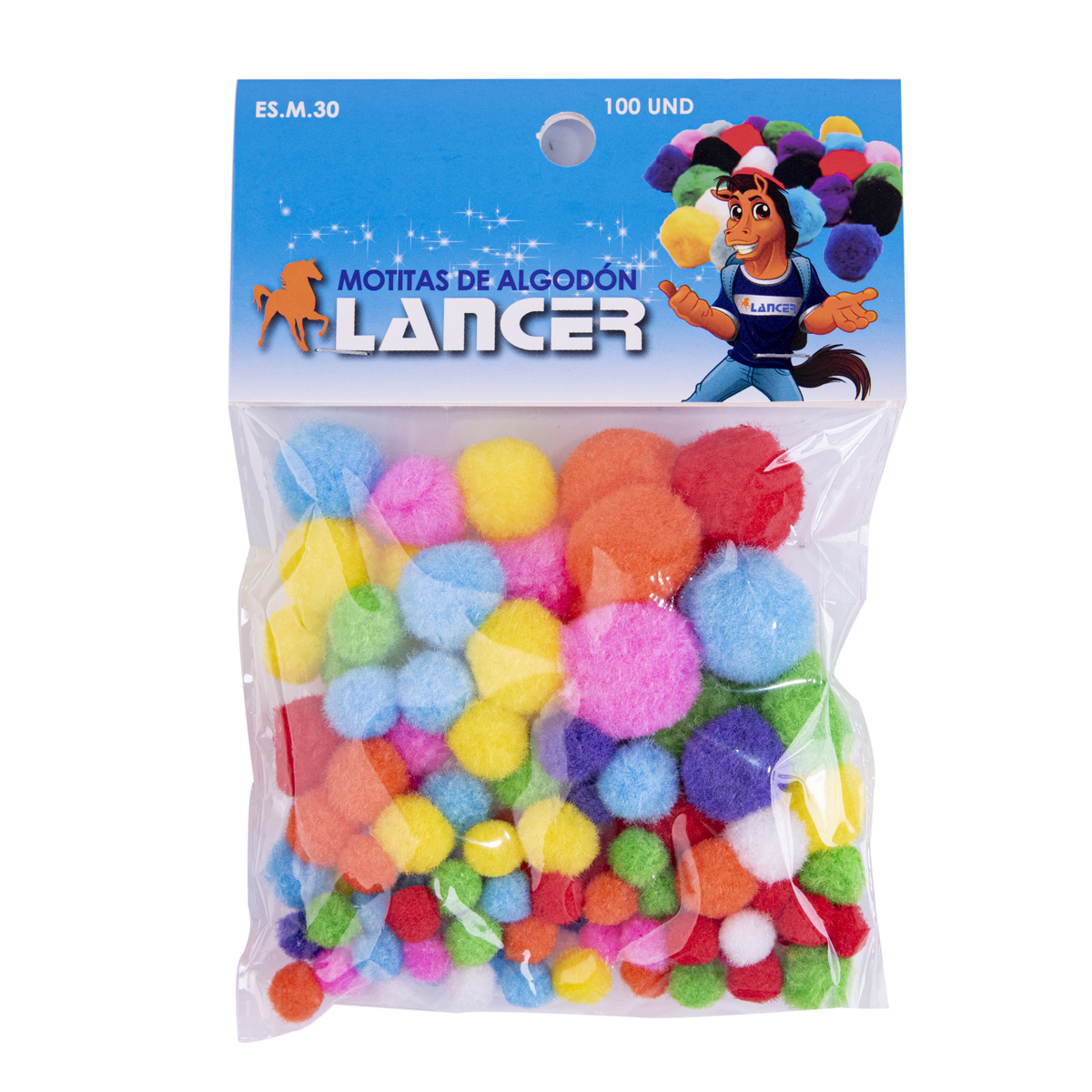 Pack 100 Uds Motitas de Algodón Lancer Colores Surtidos - 972438