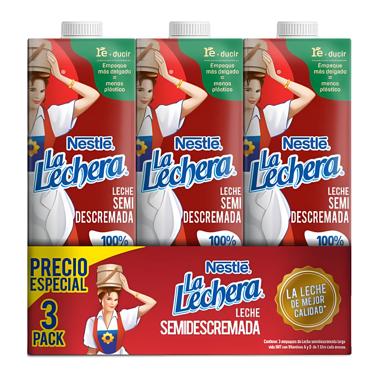 Pack 3 Uds Leche Semidescremada La Lechera 1L - 974208