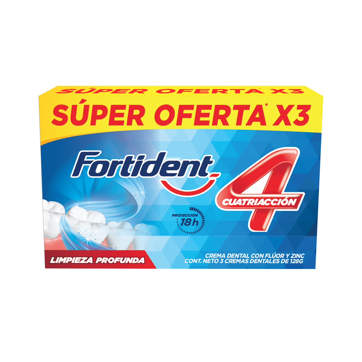 Pack 3 Uds Pasta Dental Fortident Cuatriacción Limpieza Profunda Tubo ...
