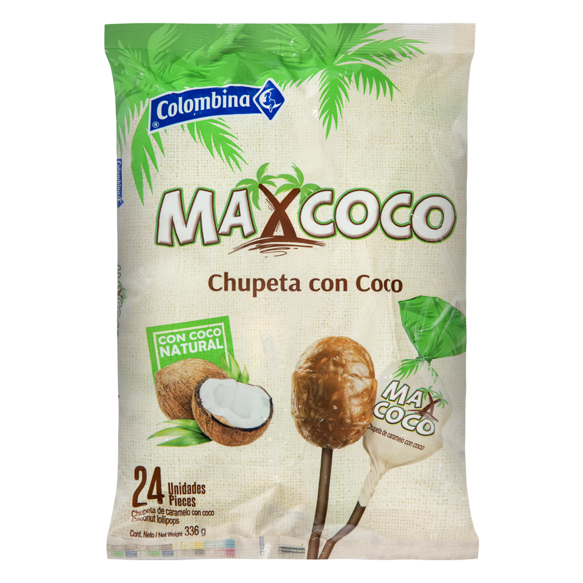 Pack 24 Uds Funda de Chupete Max Coco Colombina 336g - 976175