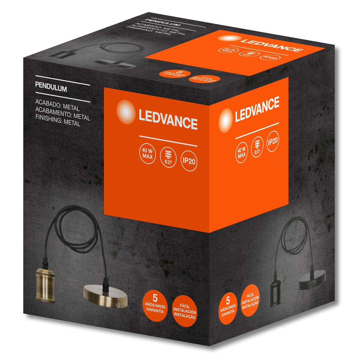 Portalámpara Colgante Ledvance E27 Pendulum Negra - 976445