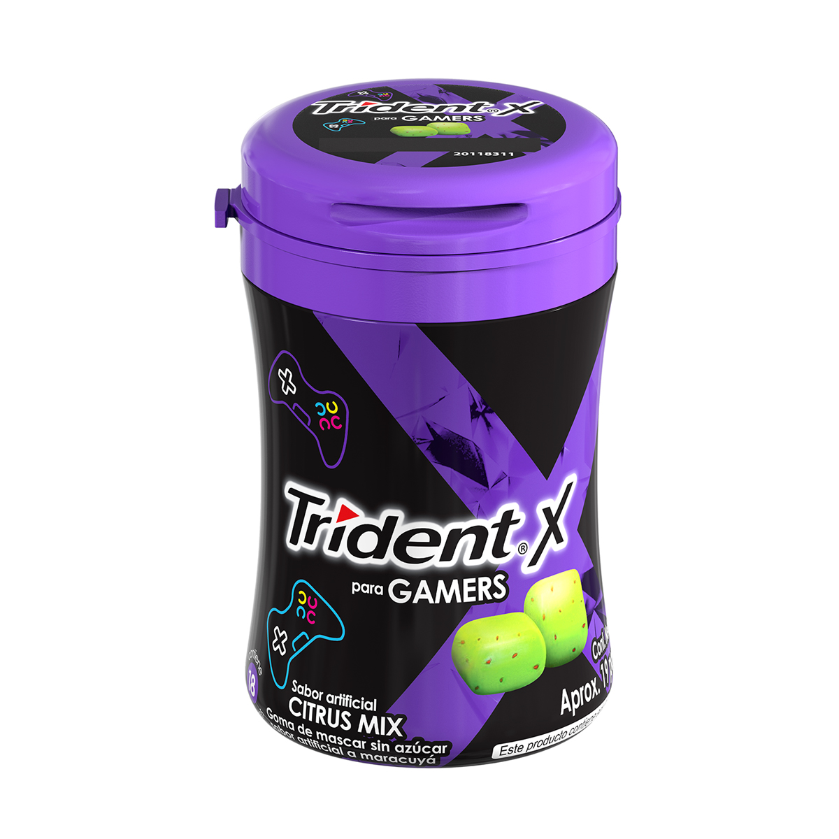 Bote de Chicles Trident Maracuyá para Gamers 37.8g - 979919