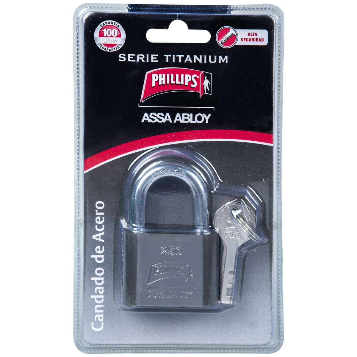 Candado Phillips Acero Titanium 50mm - 980009