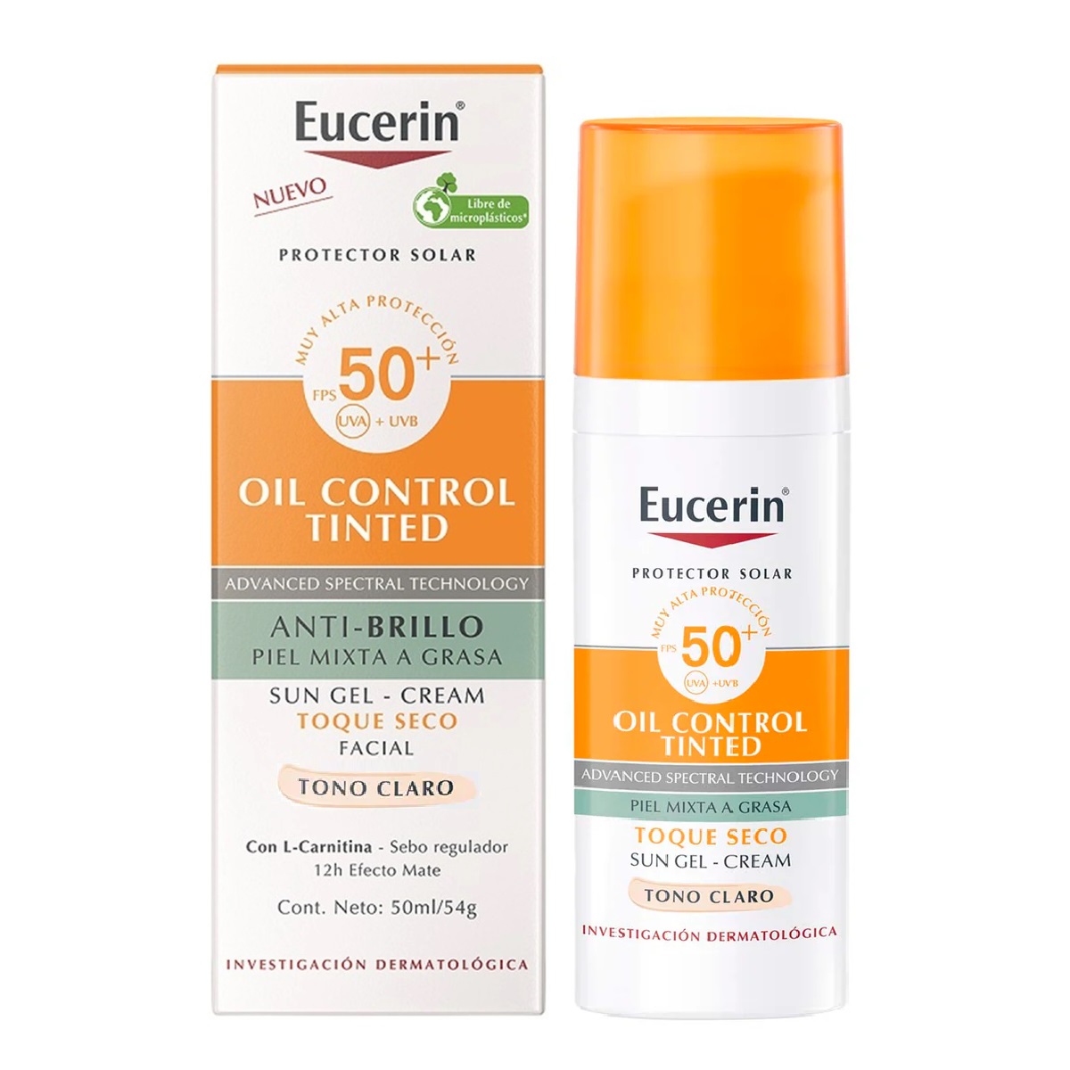 Protector Solar Facial Eucerin Oil Control Tinted Toque Seco Tono Claro ...