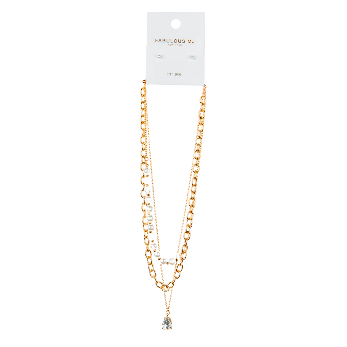 Set de Collar y Aretes Fabulous Mj de Metal y Perlas Dorado - 981741