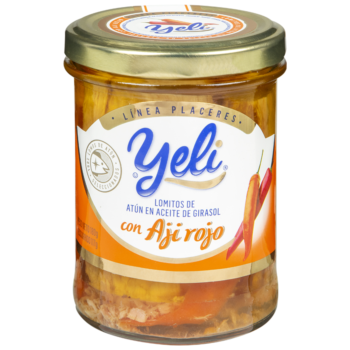 Lomitos de Atún Yeli en Aceite de Girasol con Ají Rojo Frasco 180g - 982970