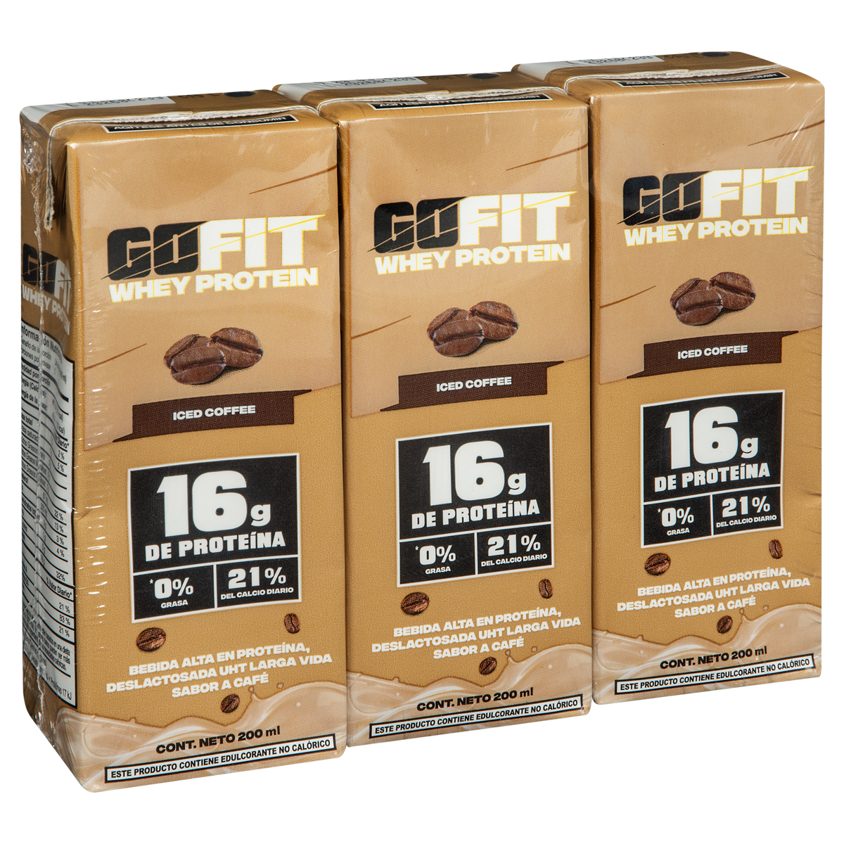 Pack 3 Uds Bebidas de Proteína Líquida Gofit Whey Coffee 200ml - 986474