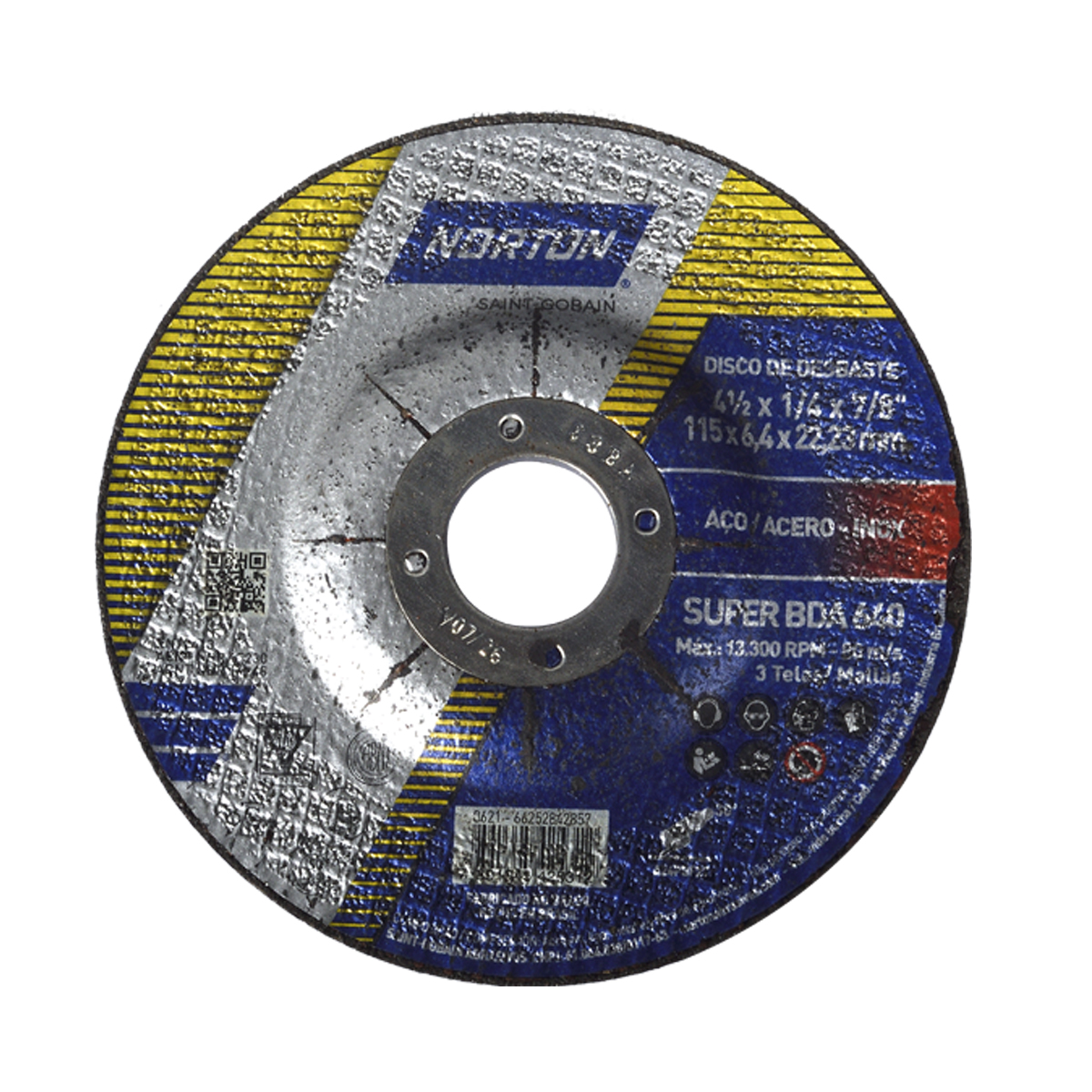 Disco de Desbaste Metal Norton con Centro Deprimido Línea Azul BDA640 4-1/2x1/8x7/8" - 989998