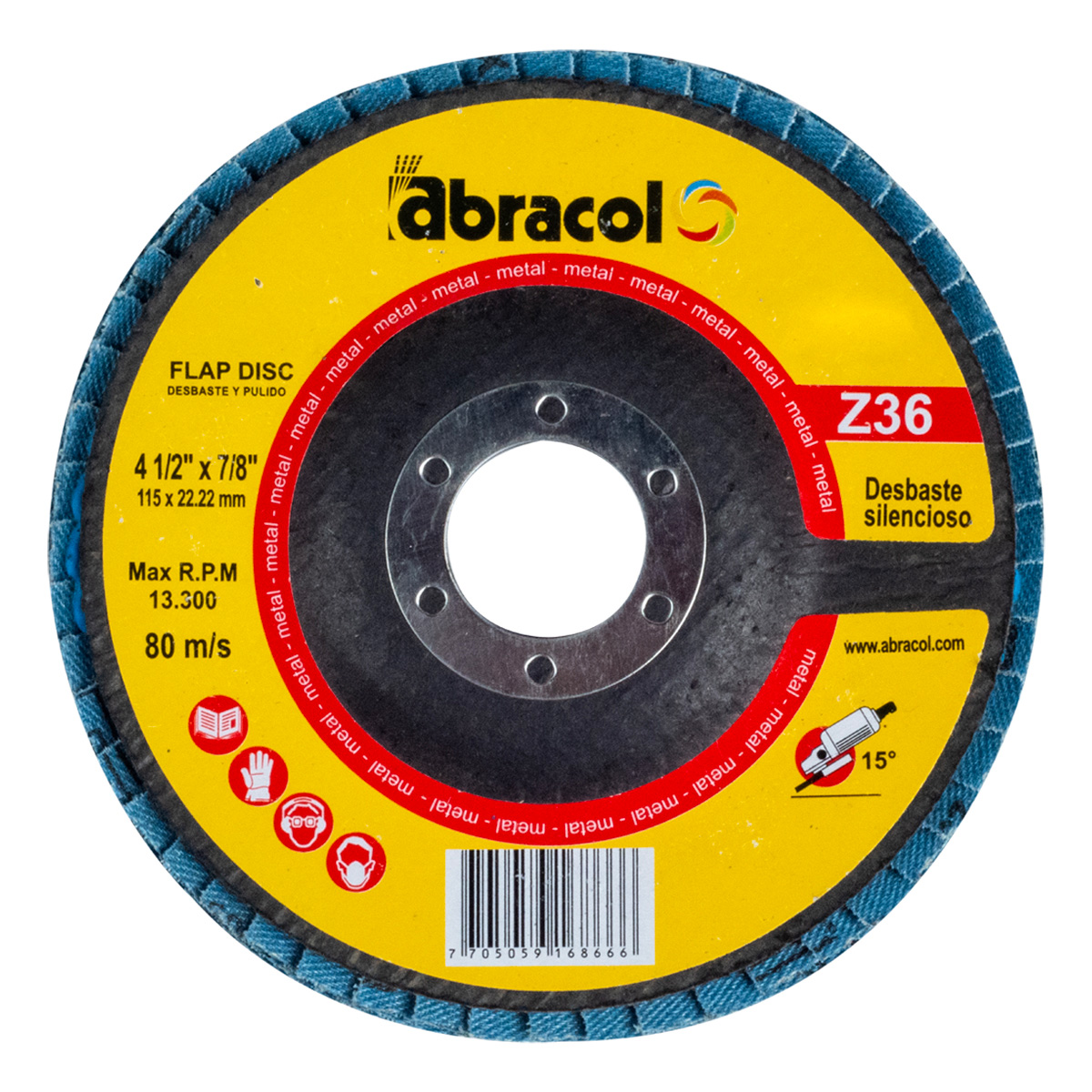Disco de Zirconio Abracol 4-1/2X7/8" Z36 - 990049